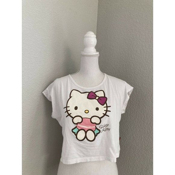Sanrio | Tops | Sanrio Womens White Hello Kitty Crop Top | Poshmark